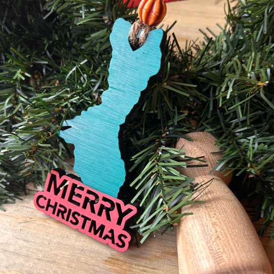 Colored Merry Christmas Island of Guam Ornament