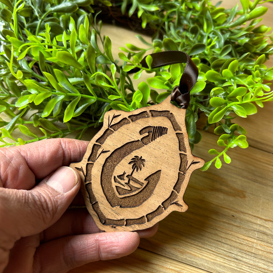 3" Fish Hook Wood Christmas Ornament