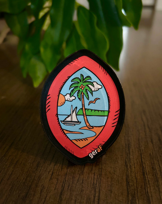Cartoon Guam Seal Acrylic Magnet - 4"