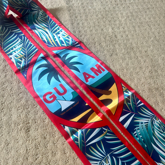 Adult Guam Seal Graduation Sash with Palm Leaves