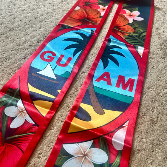 Adult Guam Seal Graduation Sash with Flowers