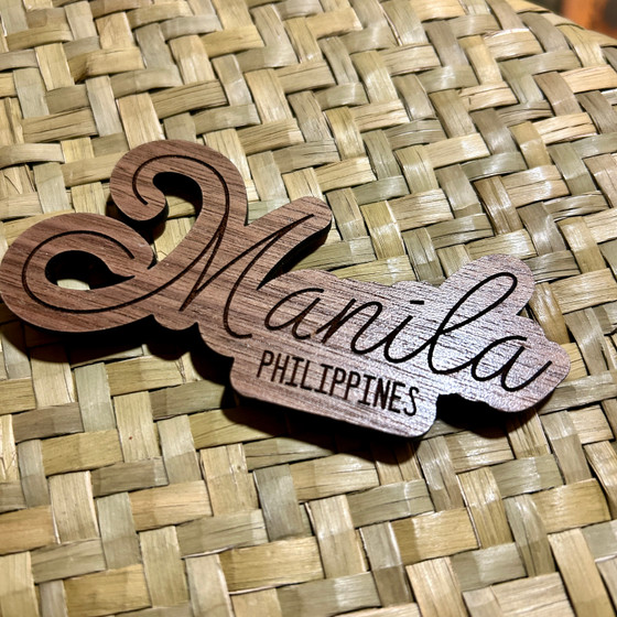 Manila Script Wood Magnet