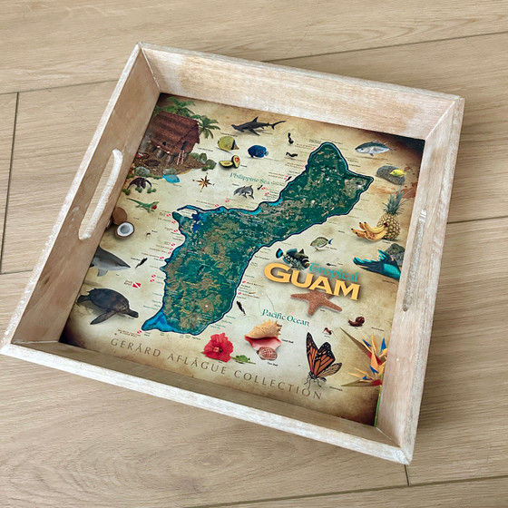 13" Tropical Guam Wood Serving Tray