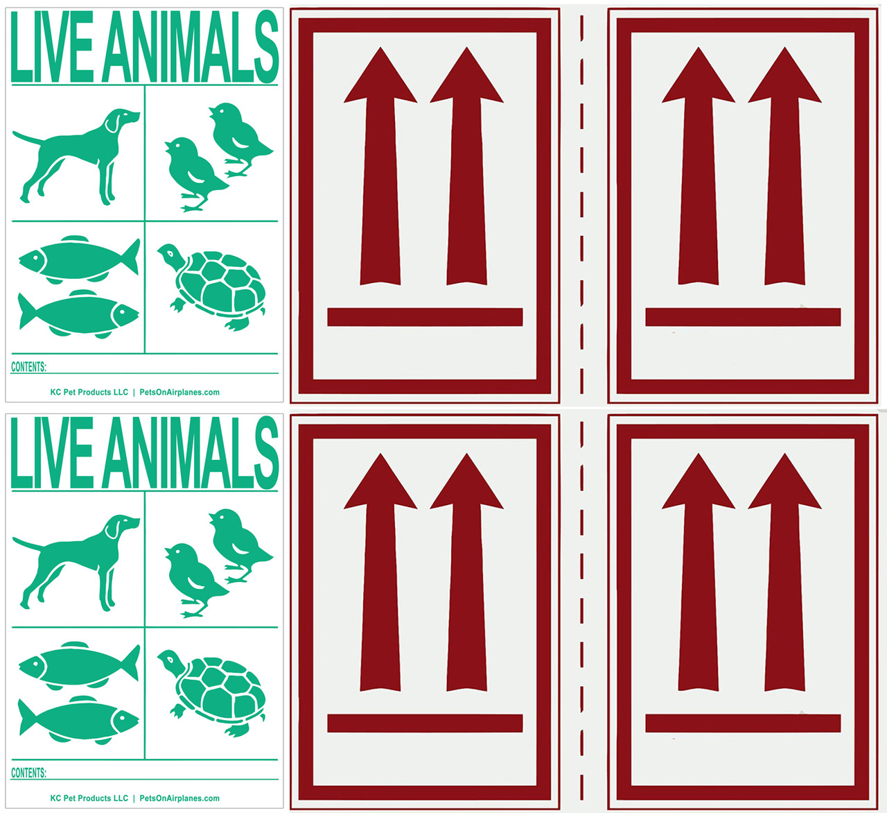 Sets of Live Animal Shipping Transport Labels Stickers