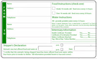 Shippers Declaration Animal information Sticker Label - 6 pk