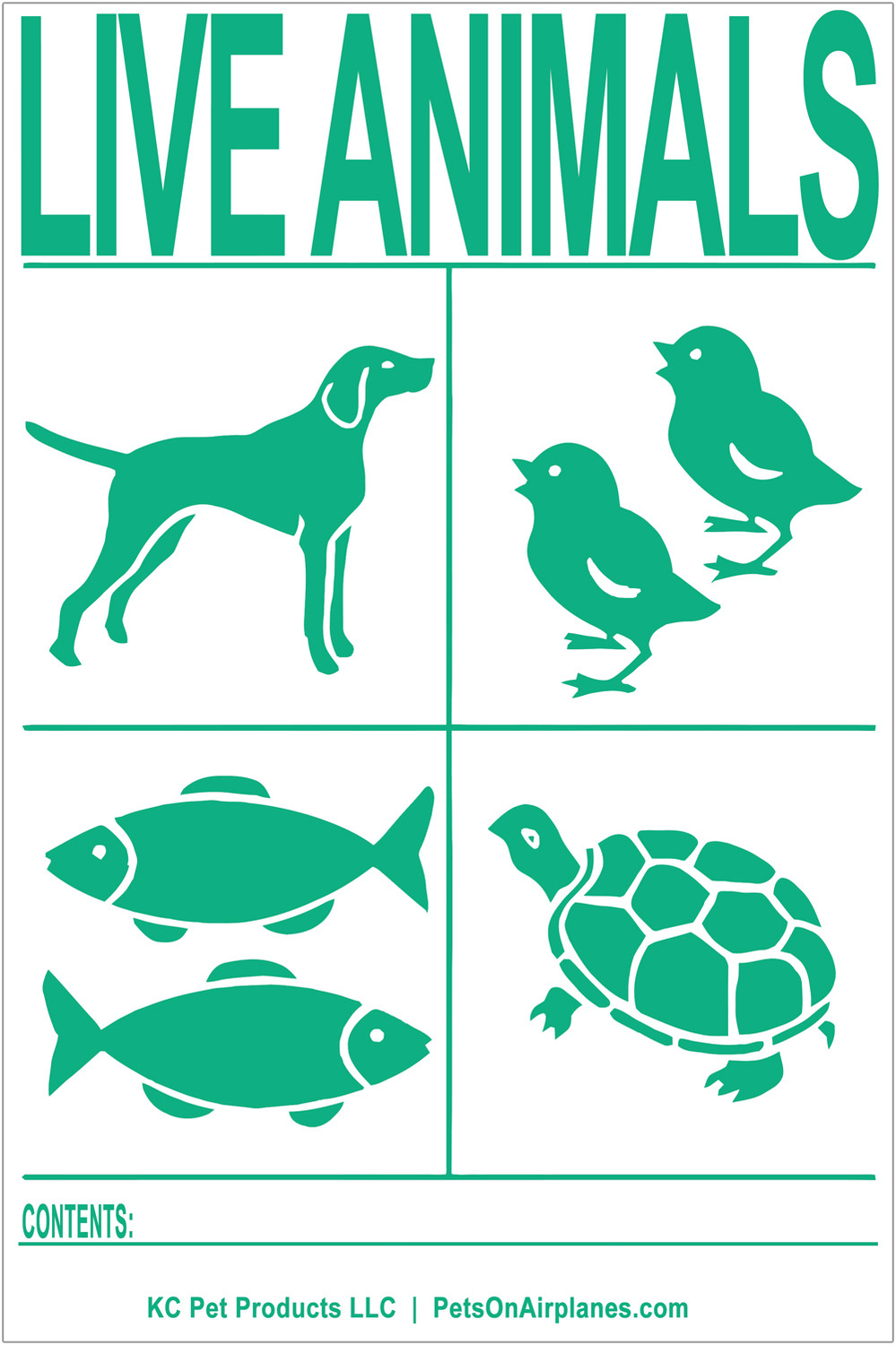 IATA Green Live Animal Species transport sticker label set