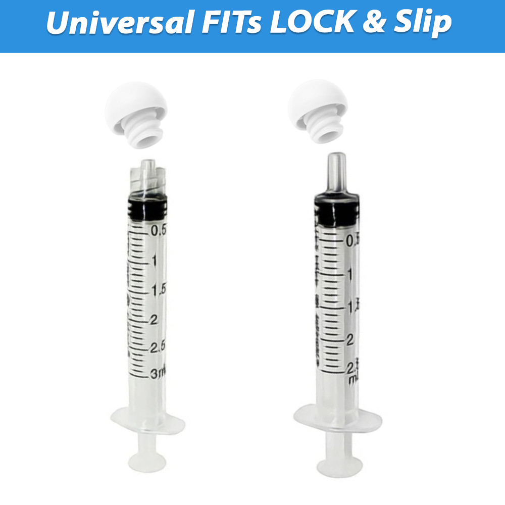 White syringe end caps for labs, pharmacy and veterinary