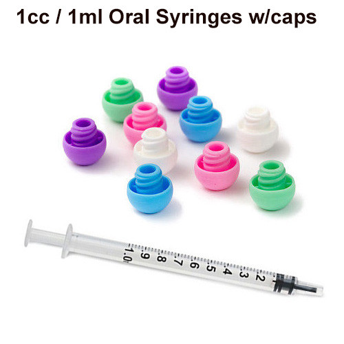 1cc 1ML Oral Syringe with choice of colorful end tip caps