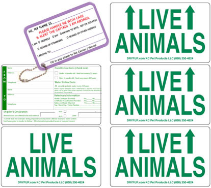 Sets of Live Animal Shipping Transport Labels Stickers