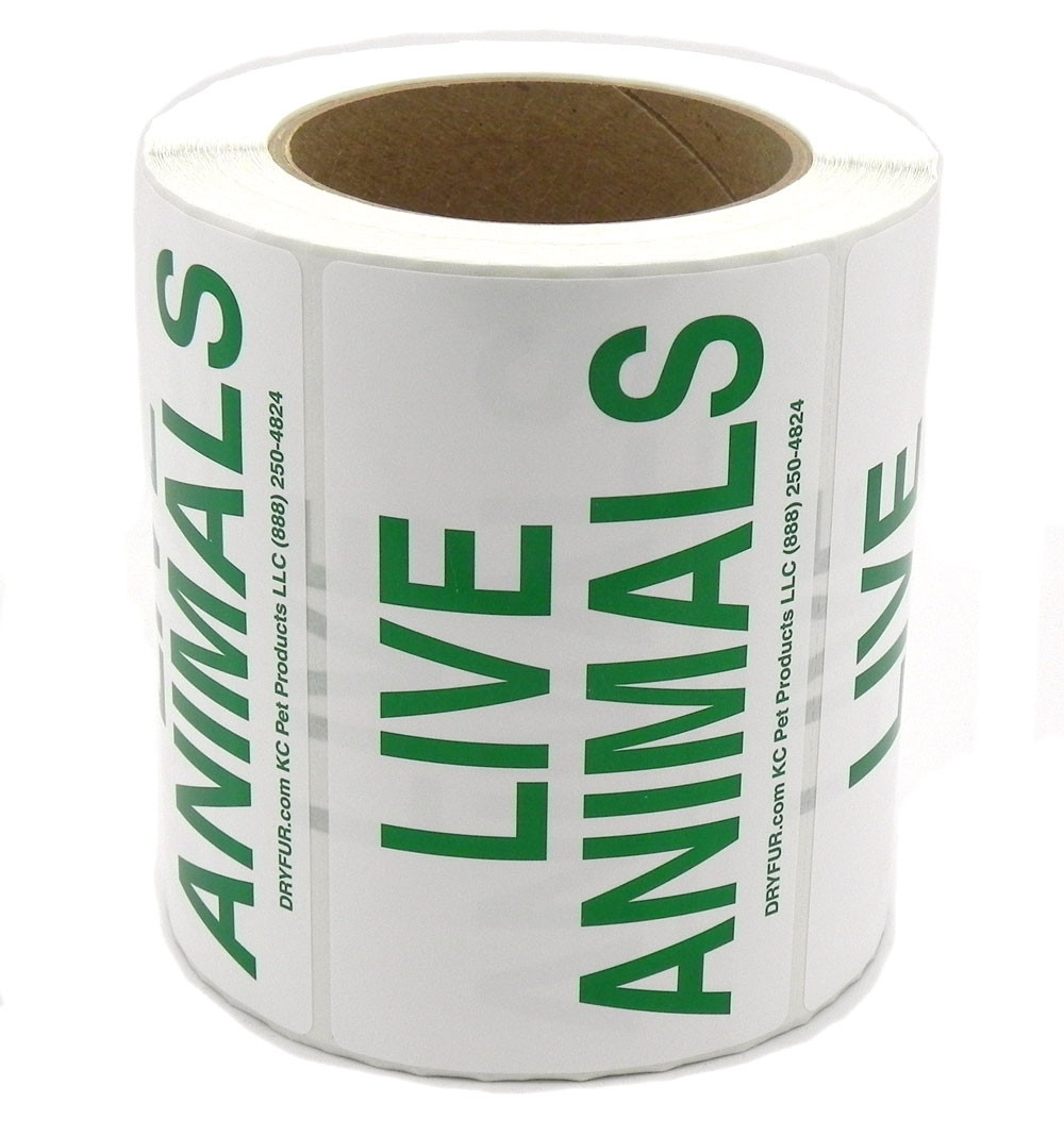 Green Live Animal Shipping Sticker Labels with arrows up
