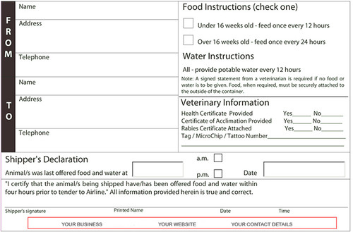 IATA Green Live Animal Species Labels - 6 pk - DryFur® - Pet Airline ...