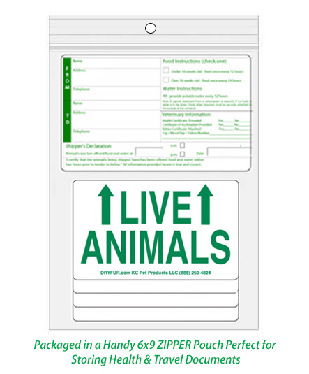 Bulk Pack Green Live Animal Shipping Label stickers 50 sets