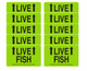 Green Live Fish Shipping label stickers with arrows