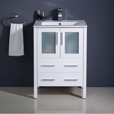 Royal Bello 24" White Bathroom Vanity – Solid Wood