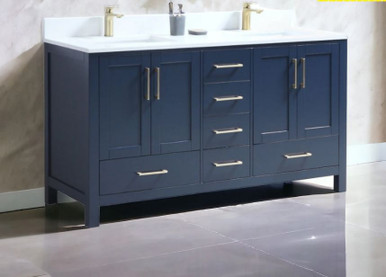 Buy 60" Royal Armada Bathroom Vanity Navy Blue, Double Sink, Floor ...