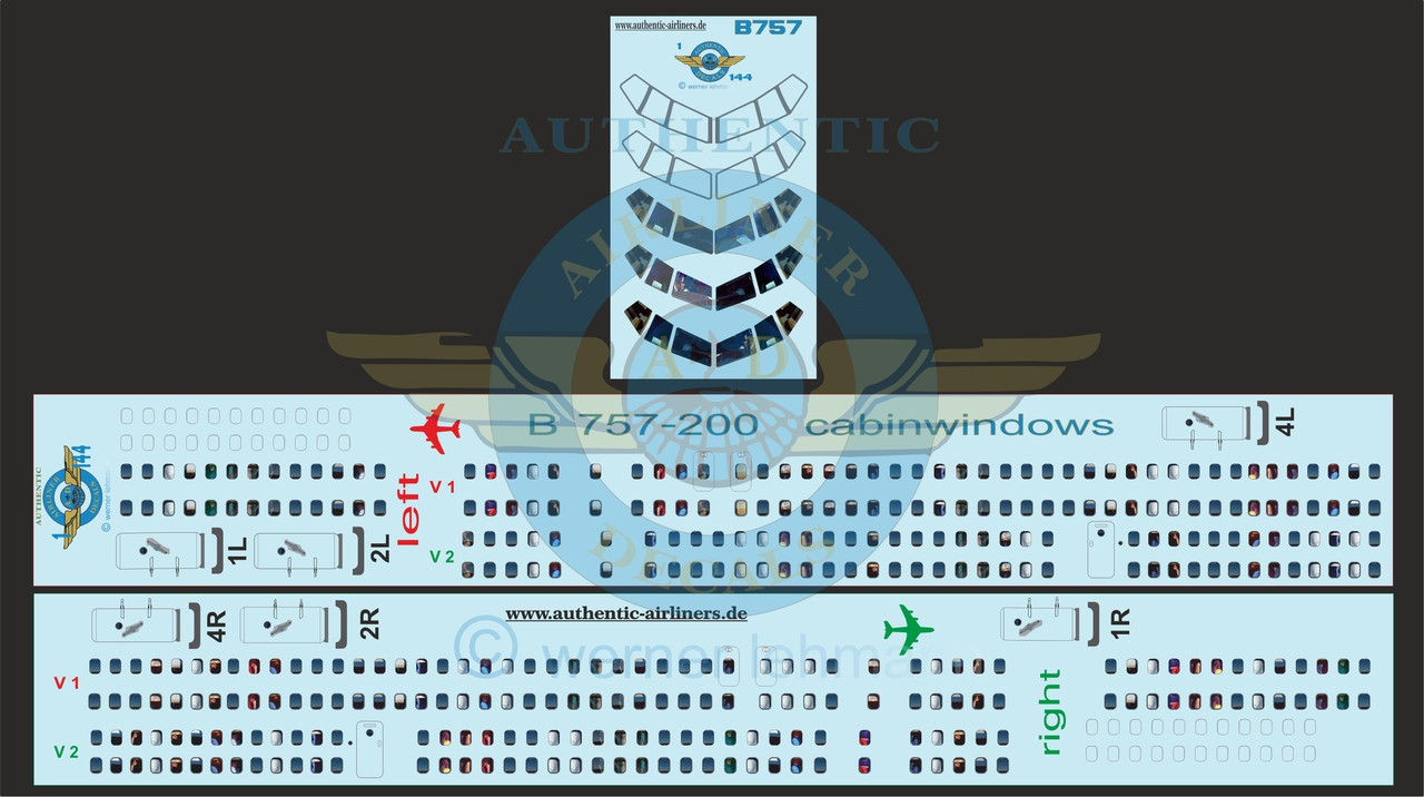 1/144 Scale Decal Lifelike Cockpit / Windows / Doors 757-200