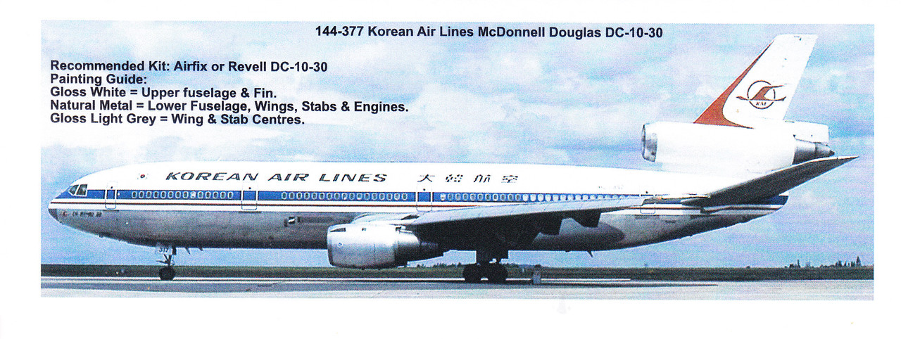 1/144 Scale Decal Korean Air Lines McDonnell Douglas DC-10-30