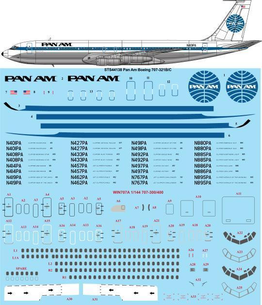 1/200 Scale Decal Pan Am 747-100