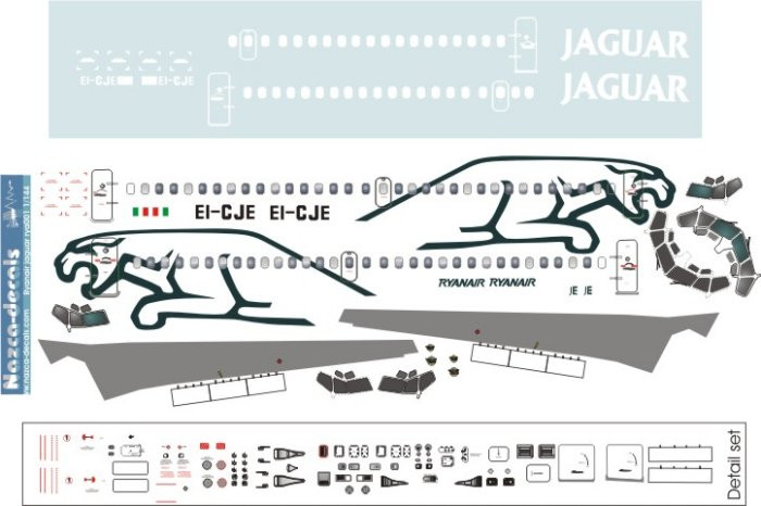 1/144 Scale Decal Ryanair 737-200 Jaguar Livery