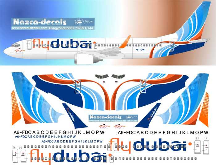 1/144 Scale Decal Flydubai 737-8 MAX