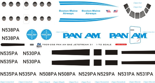 1/72 Scale Decal Pan Am BAE Jetstream