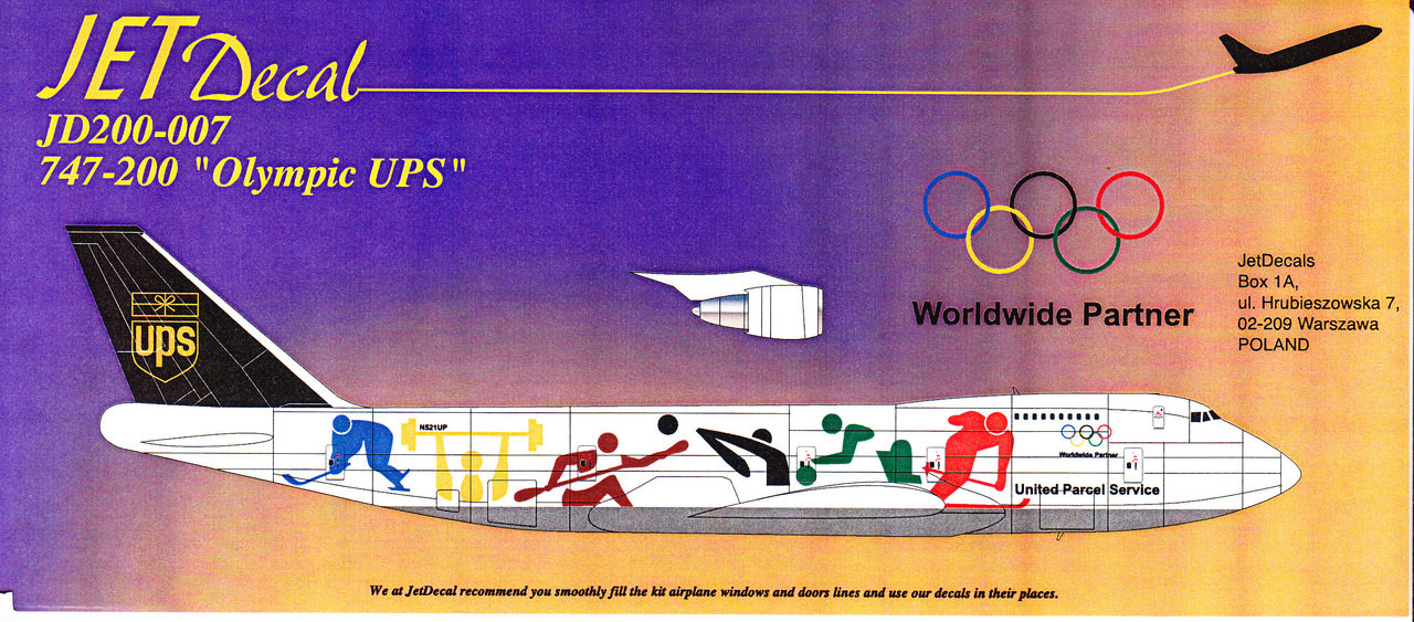 1/200 Scale Decal UPS 747-200F Olympics