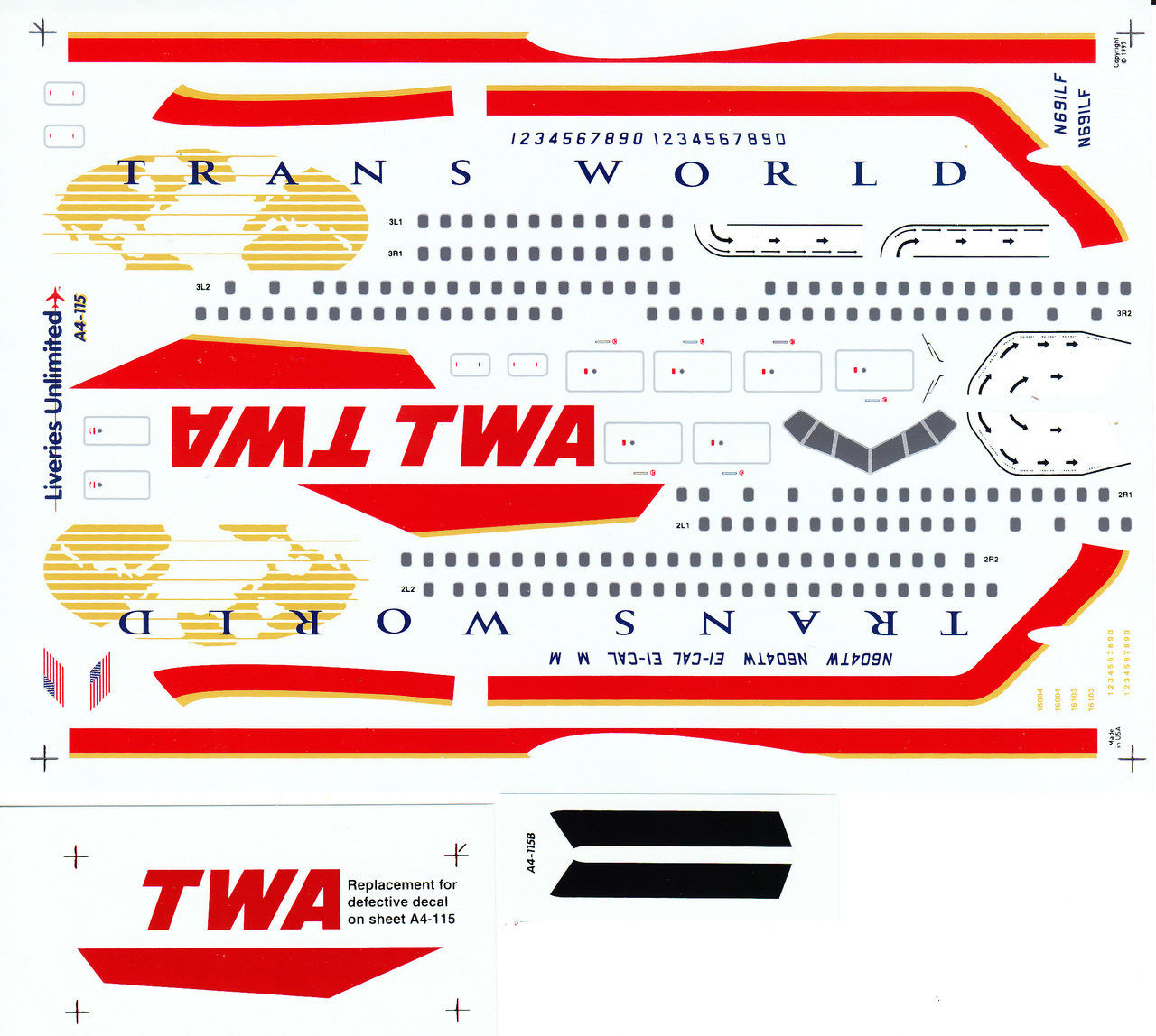 1/144 Scale Decal TWA 767-200 / 300 Last Livery