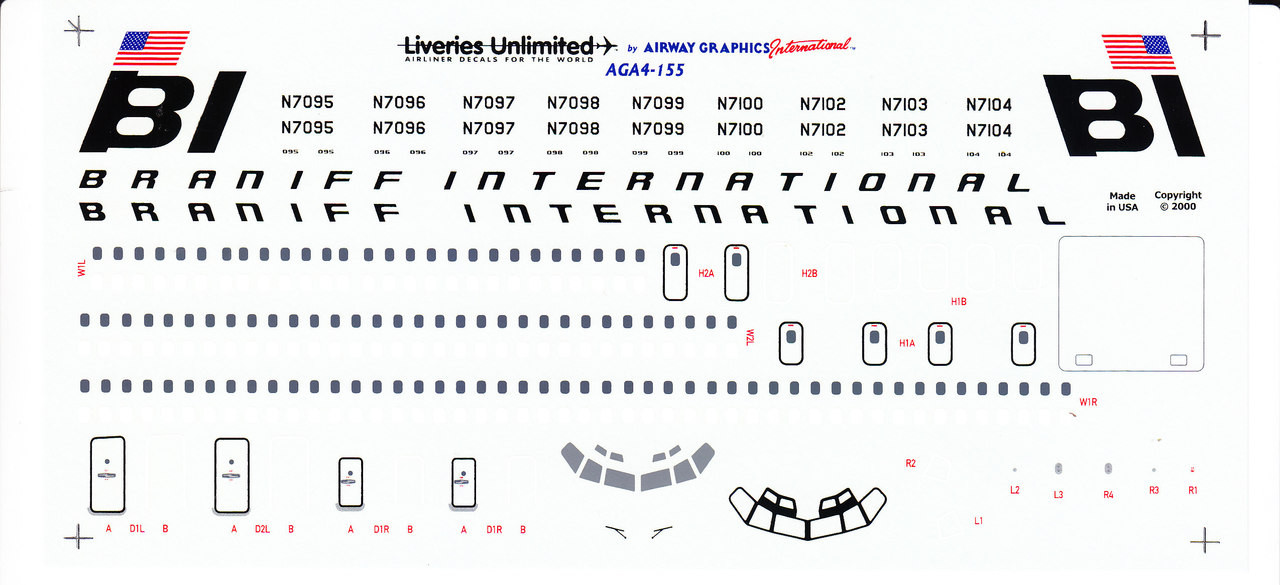 1/144 Scale Decal Braniff 707-320B / C