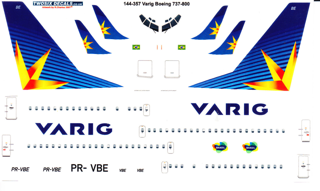 1/144 Scale Decal Varig 737-800