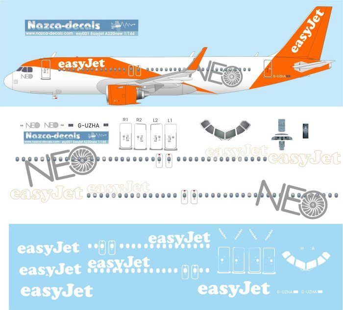 1/144 Scale Decal EasyJet A-320 NEO