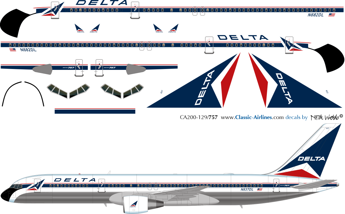 1/200 Scale Decal Delta 757-200
