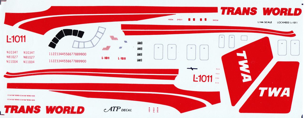 1/144 Scale Decal TWA - Trans World L-1011