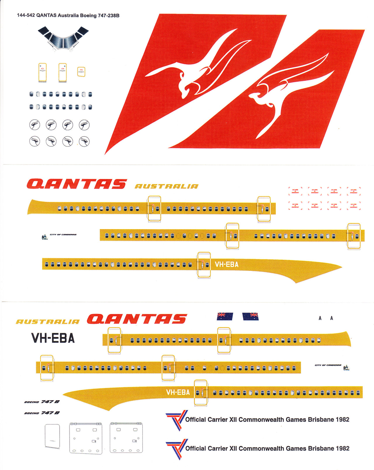 1/144 Scale Decal Qantas Airways 747-200