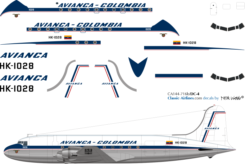 1/144 Scale Decal Avianca DC-4 HK-1028