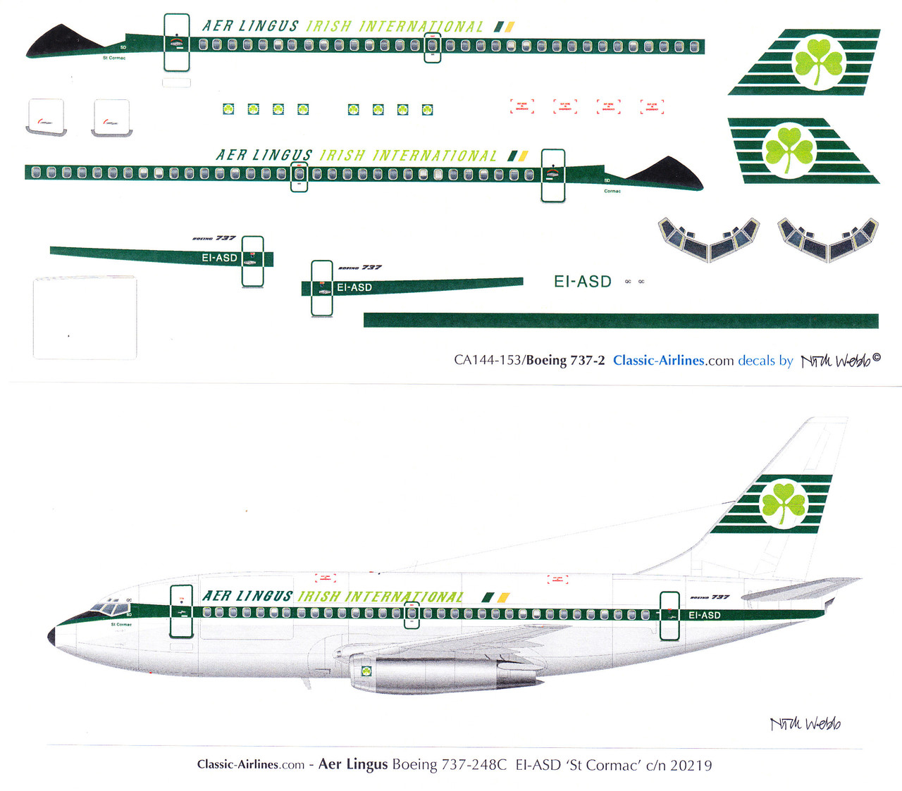 1/144 Scale Decal Aer Lingus 737-200 Delivery