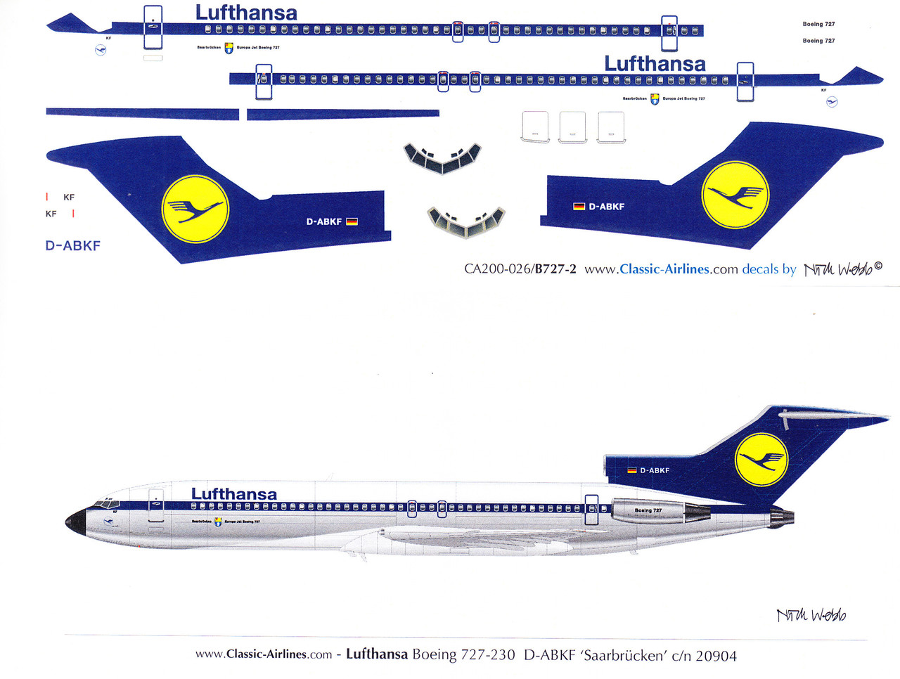 1/200 Scale Decal Lufthansa 727-200