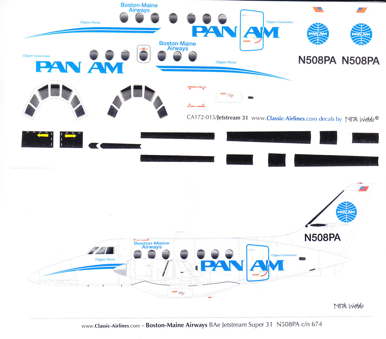 1/72 Scale Decal Pan Am / Boston-Maine Airways Jetstream 31