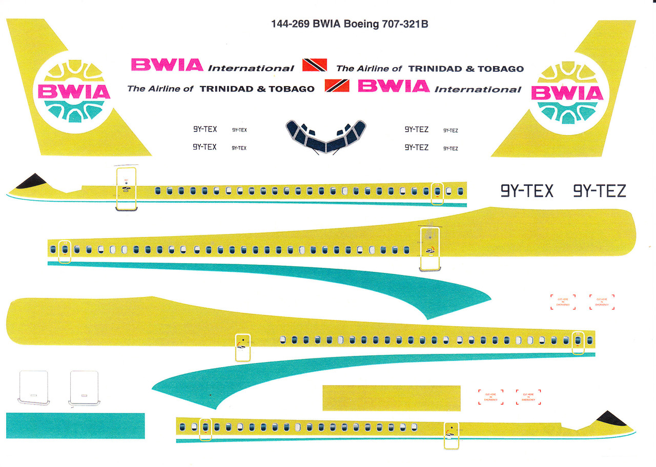 1/144 Scale Decal BWIA 707-320B