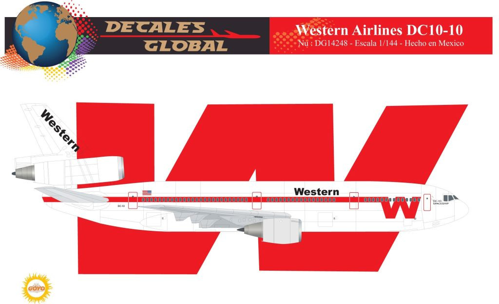 1/144 Scale Decal Western DC-10