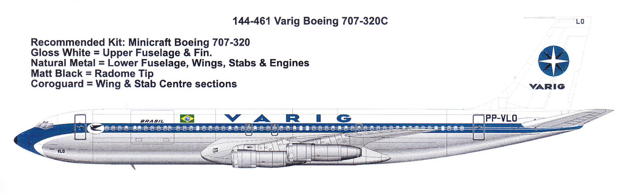 1/144 Scale Decal Varig Boeing 707-320C