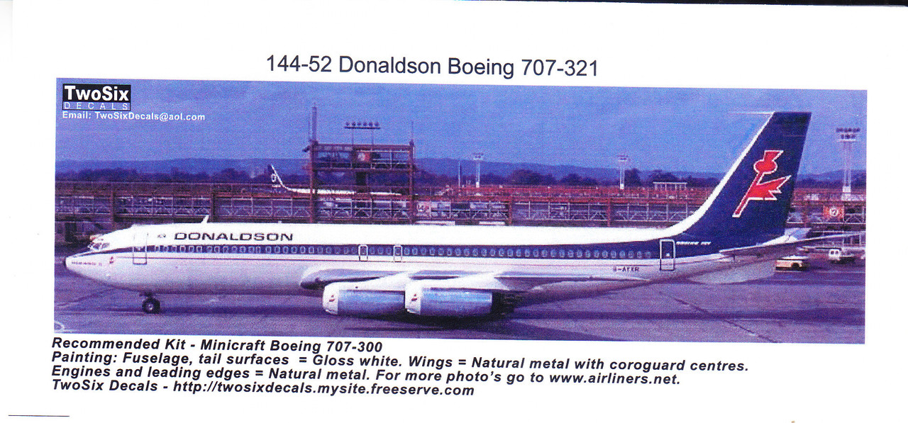 1/144 Scale Decal Donaldson Boeing 707-321