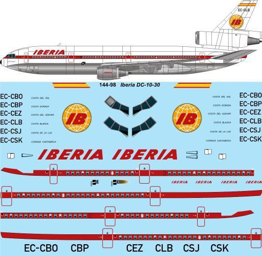 1/144 Scale Decal Iberia DC-10-30