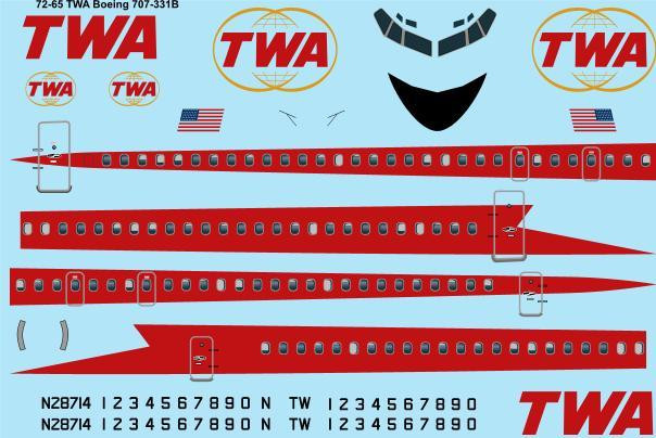 1/72 Scale Decal TWA 707-331B
