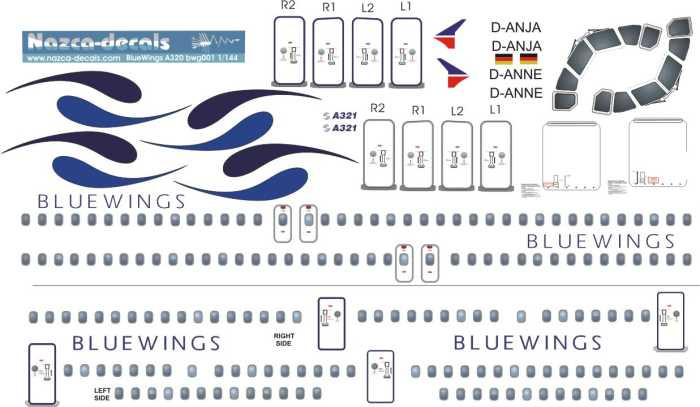 1/144 Scale Decal BlueWings small Airbuses A320/321