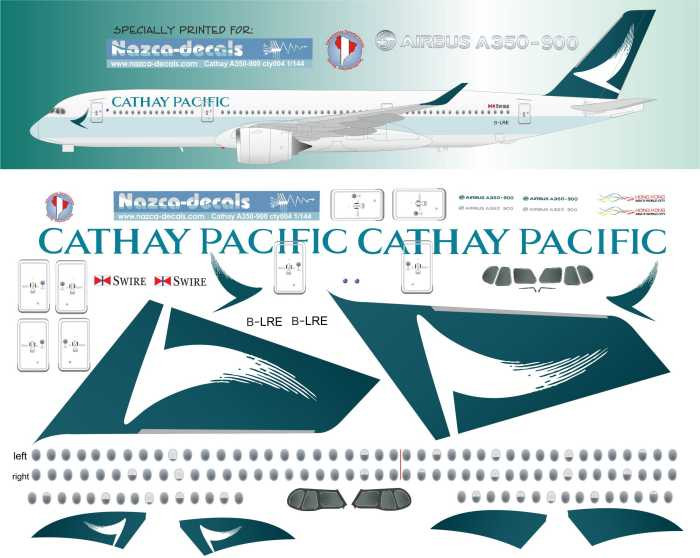 1/144 Scale Decal Cathay Pacific A350-9 - JoyDecals.com