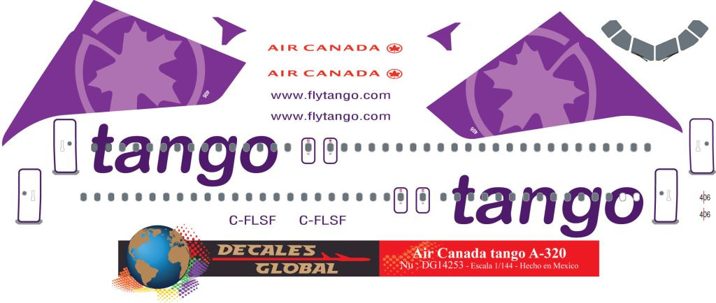 1/144 Scale Decal Air Canada tango A-320 - JoyDecals.com