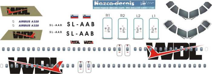 1/144 Scale Decal WDL A320