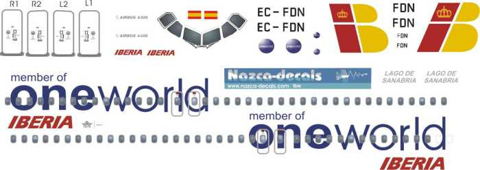 1/144 Scale Decal Iberia A-320 ONEWORLD