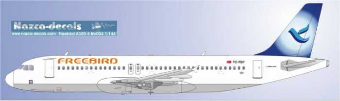 1/144 Scale Decal Freebird A-320 BLUE