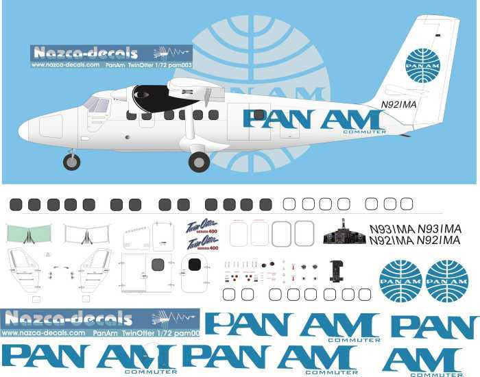 1/72 Scale Decal Pan Am DHC-6 Twin Otter